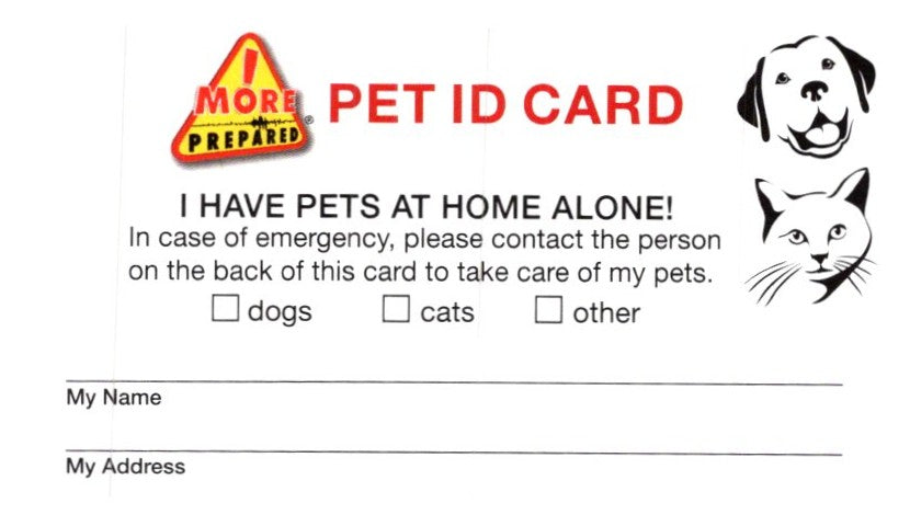 Pet Emergency ID Card 3.5x2 | More Prepared LLC